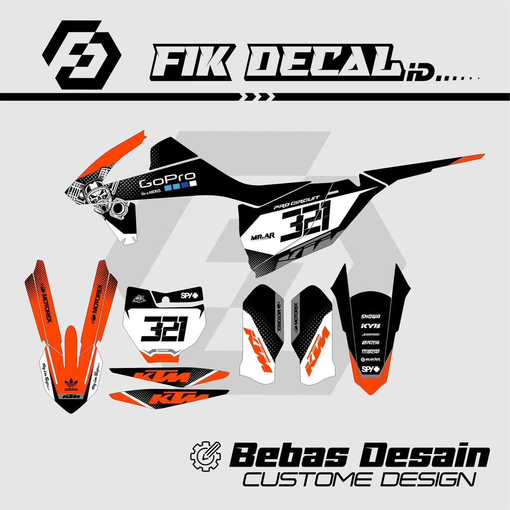 Jual DECAL KTM 250 2017 DESAIN BARU CUSTOM BEBAS WARNA BISA PAKAI NO ...
