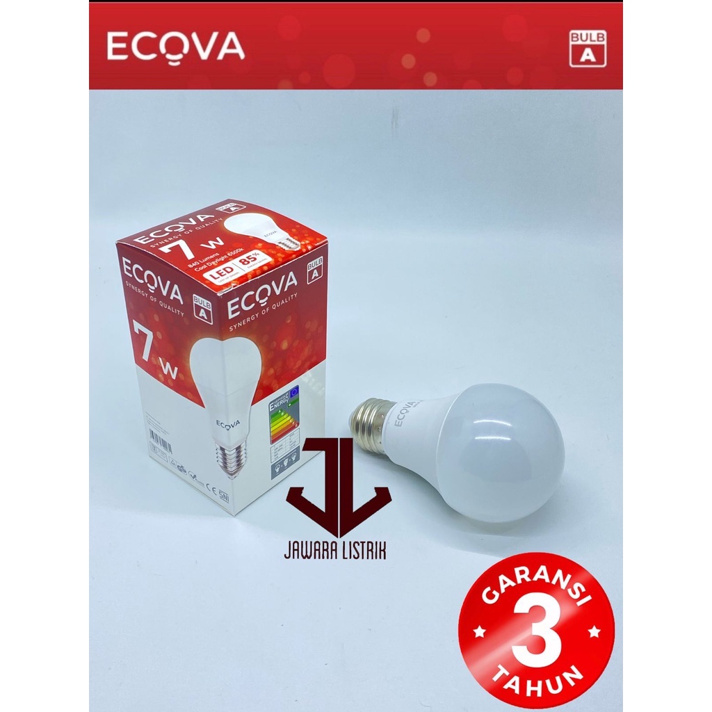 Jual LED BULB ECOVA 7W 7WATT 7 WATT A SERIES GARANSI 3 TAHUN SNI ...