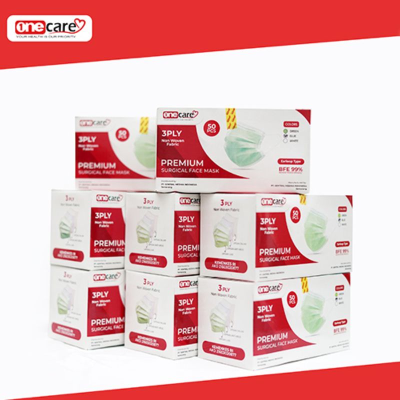 Jual One Care Masker Surgical Model Earloop Headloop 50 Pcs | Shopee ...