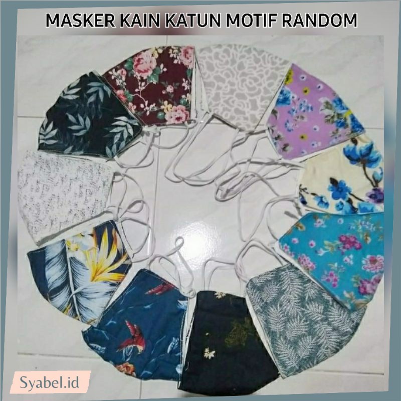Jual MASKER MOTIF RANDOM KAIN KATUN DEWASA 2 PLY LAPIS EARLOOP DAN ...