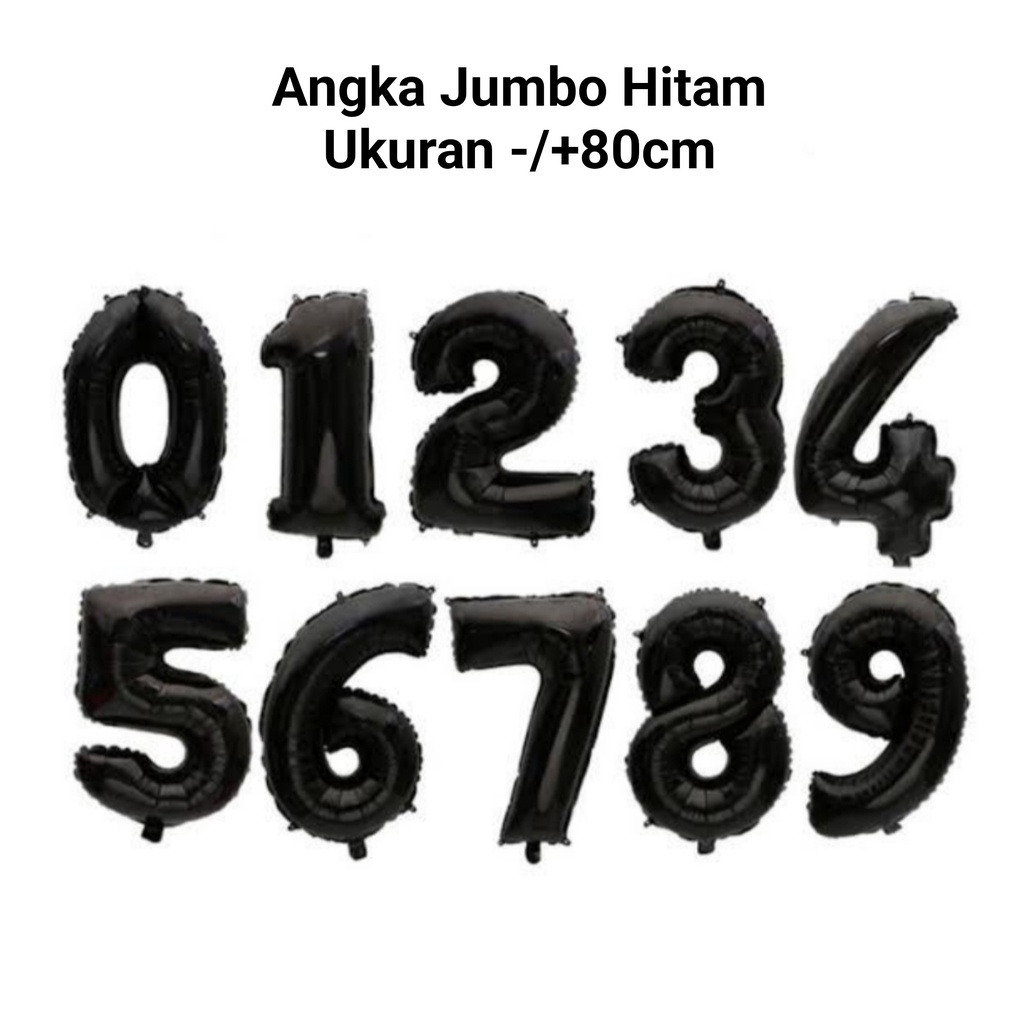 Jual Balon Angka Hitam Jumbo Ukuran 80 cm | Shopee Indonesia