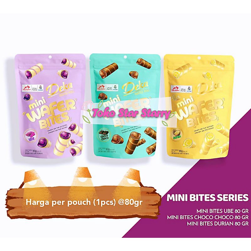 Jual [Per Pouch] 80gr Deka mini wafer bites choco ube durian murah ...