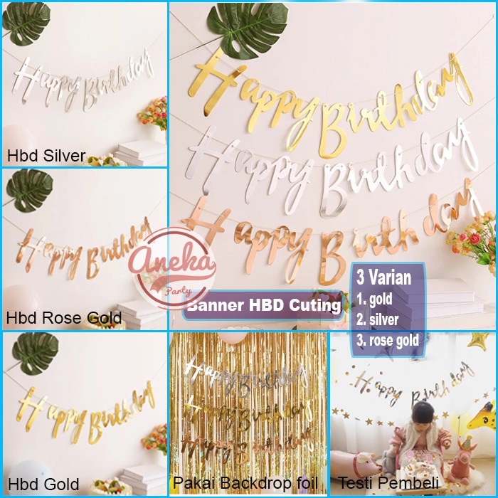 Jual bunting flag hbd leter latin / banner tulisan hbd cutting latin ...
