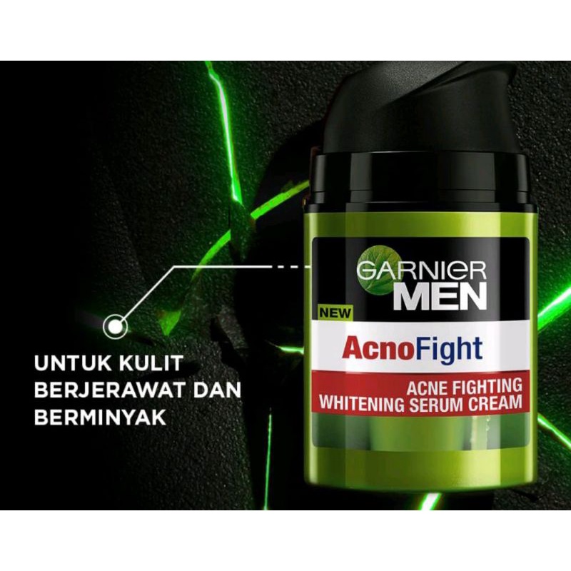 Jual Garnier Men Acno Fight Acne Fighting Brightening Serum Cream Skin exp. august. 2024 ...