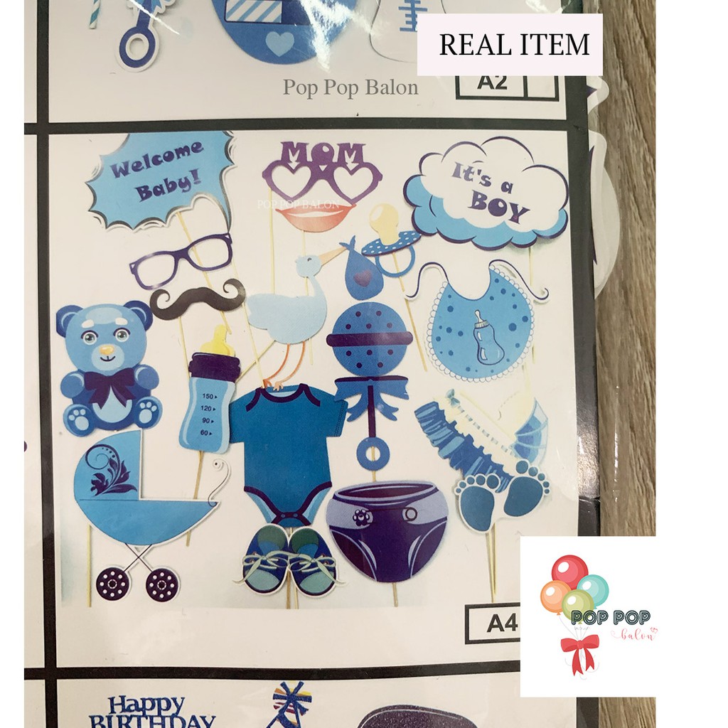 Jual Acc Photobooth Baby Shower BOY/ Photo Props/ Properti Foto Blue ...