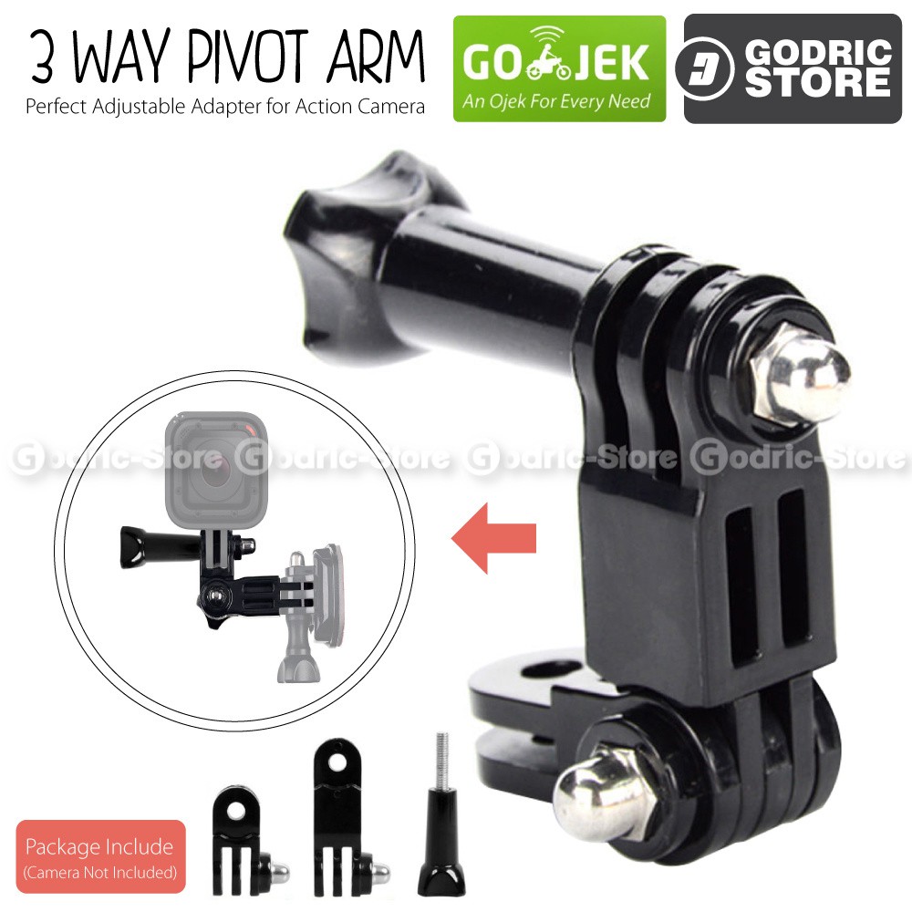 Jual Godric Pivot Arm With Knob Adjustable 3 Way for Xiaomi Yi / GoPro ...