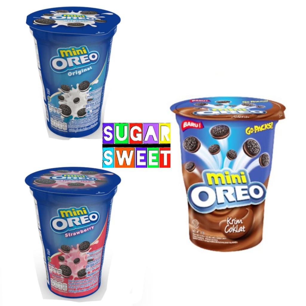Jual Mini Oreo Biskuit Chocolate / Strawberry / Vanilla Cup 61.3g Untuk ...