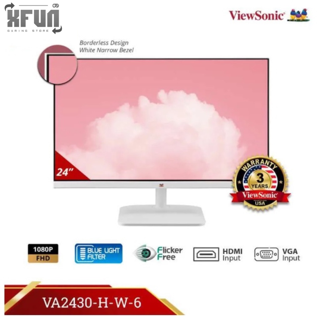 Jual Monitor LED 24" ViewSonic VA2430-H-W-6 | White | 103% sRGB | Full ...
