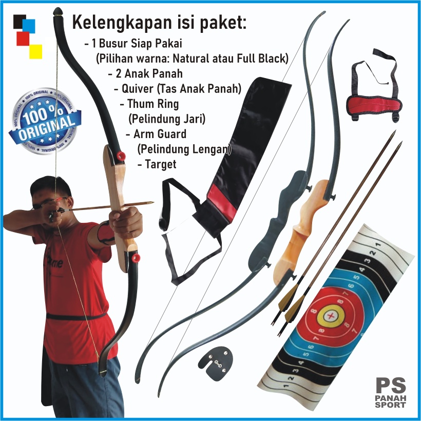 Jual PAKET LENGKAP Busur Panah Dewasa Pemula // Standar bow // Recurve ...