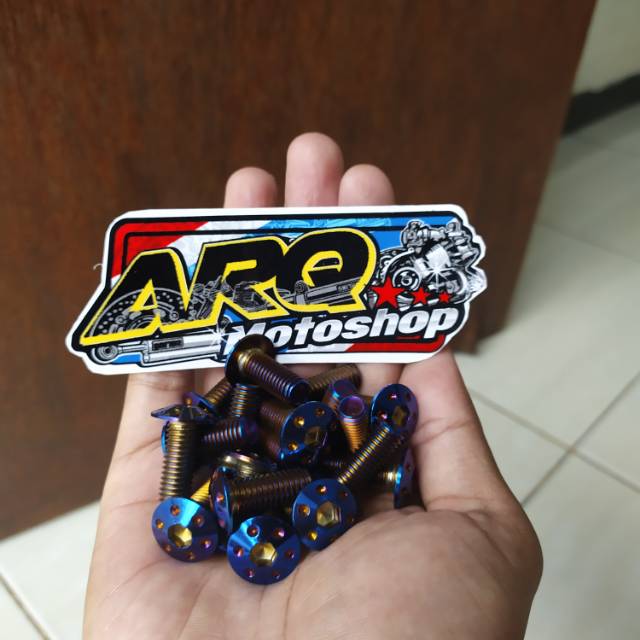 Jual Baut probolt piringan cakram motor baut piringan disc disk biru blue pnp honda suzuki ...