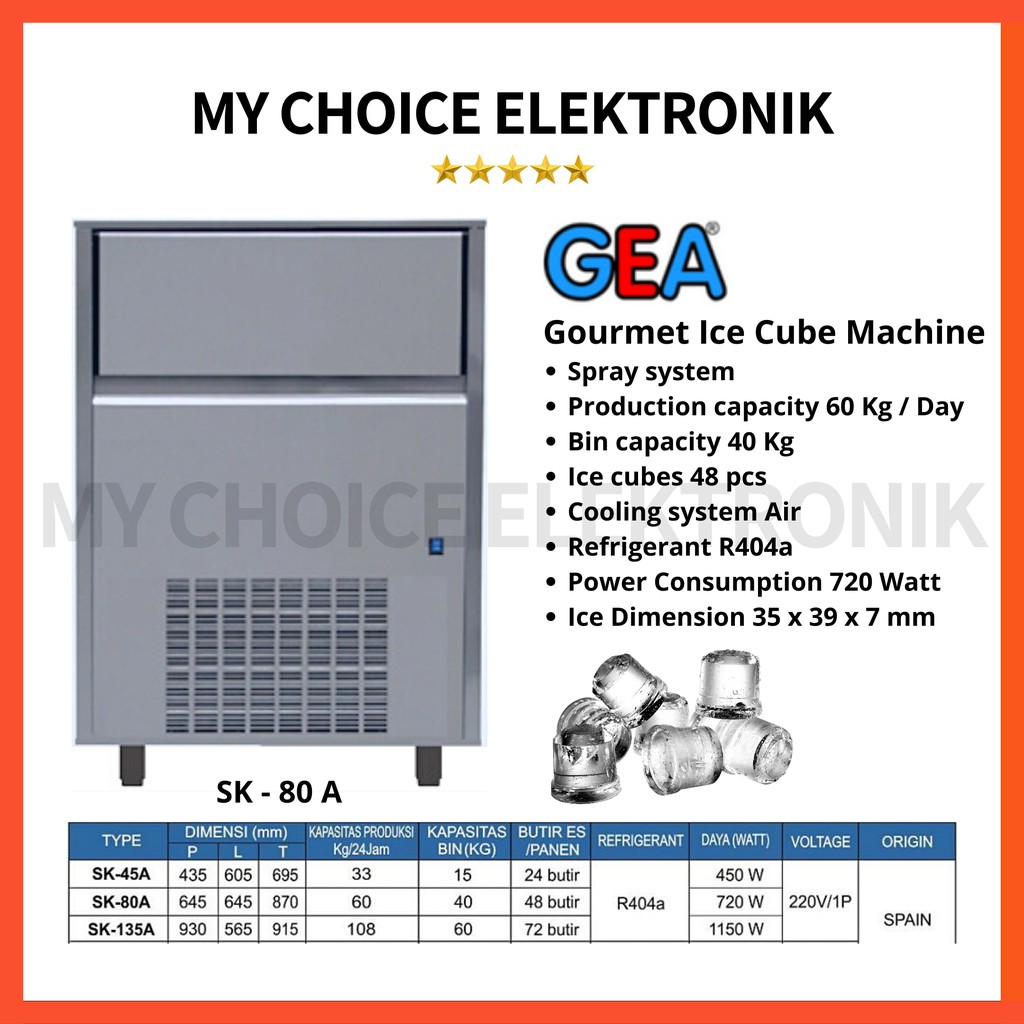 Jual GEA SK-80A Gourmet Ice Cubes Machine / Mesin Pembuat Es Batu | Shopee Indonesia