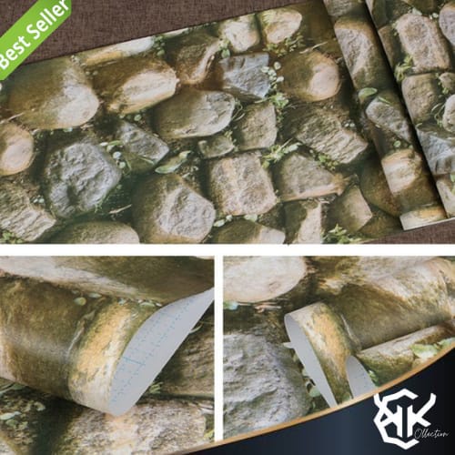 Jual Wallpaper Dinding Motif Batu Alam 45cm x 100cm Batu Alam Abu ...