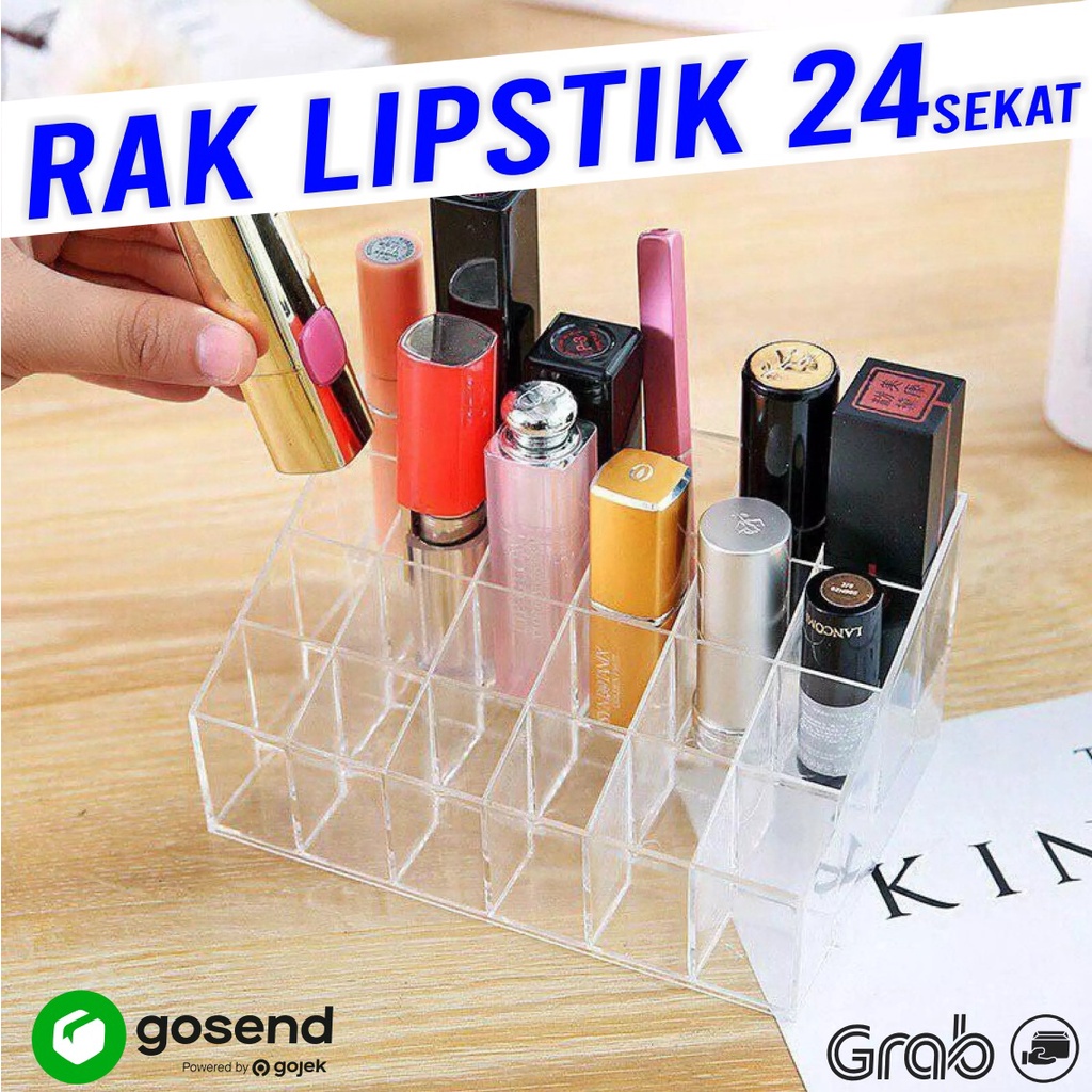 Jual Rak Lipstik Akrilik 24 Sekat Bening - Acrylyc Transparant ...