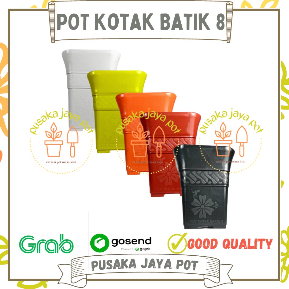 Jual Pot Kotak BATIK 8 cm Putih Hitam Merah Orange Pot Kotak Tinggi ...