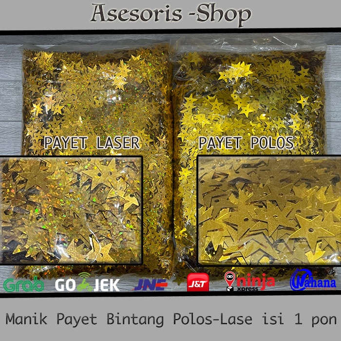Jual Manik Manik Bintang | Payet Bintang POLOS | Payet Bintang LASER ...