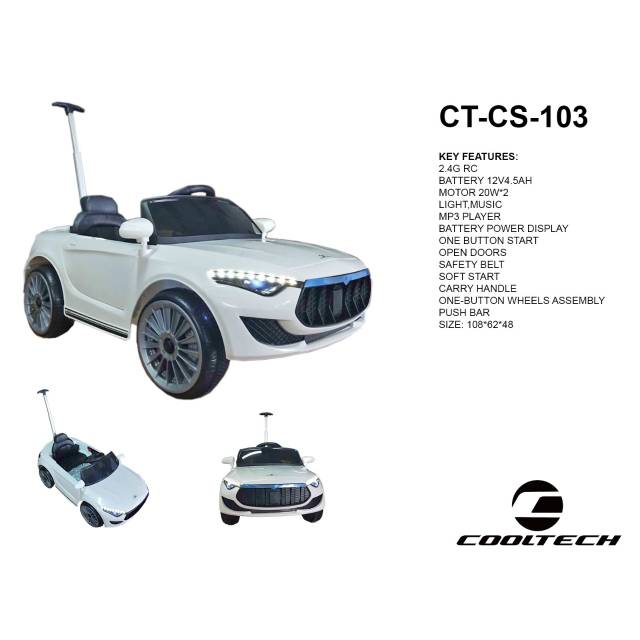 Jual Termurah !!! Mainan Mobil Listrik Anak Sedan Putih dengan Handle ...