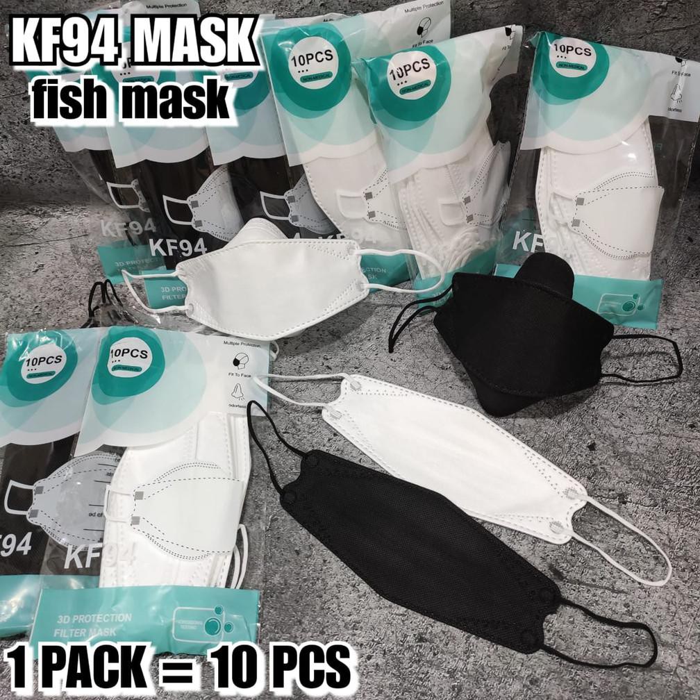 Jual MASKER KF94 FISH MASK KOREA KF94 (4ply) 1 PACK ISI 10 PC - BLACK ...