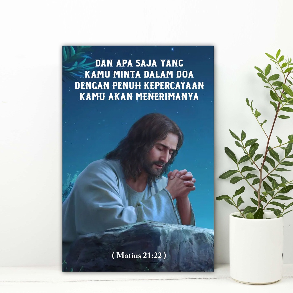 Jual poster kayu kutipan ayat injil alkitab matius 21:22 hiasan dinding ...