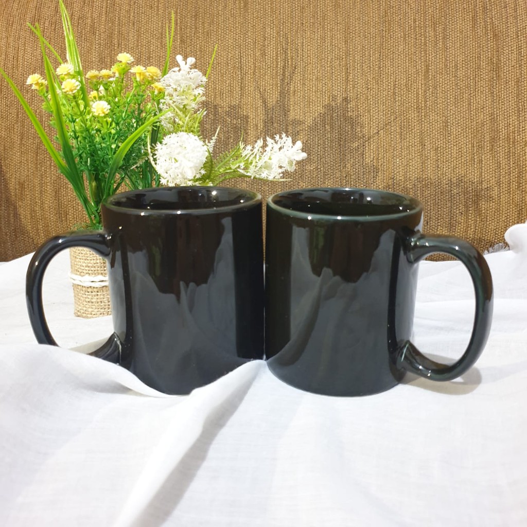 Jual GELAS / MUG PORCELAIN HITAM POLOS | Shopee Indonesia