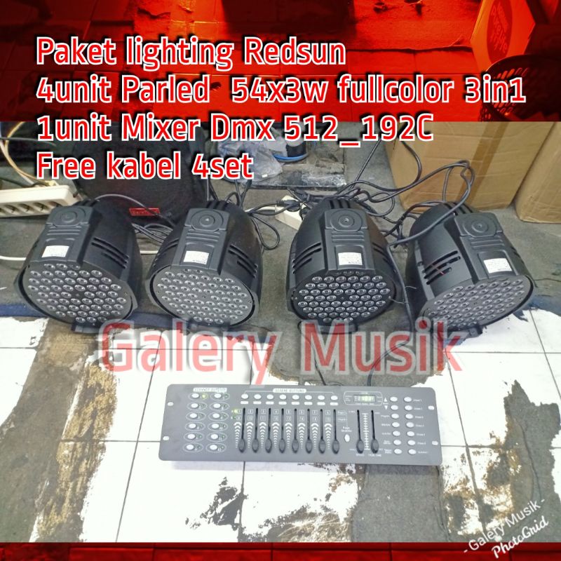 Jual Paket Lampu Parled Mrek Redsun( 4unit Parled 54x3w RGB Fullcolor ...