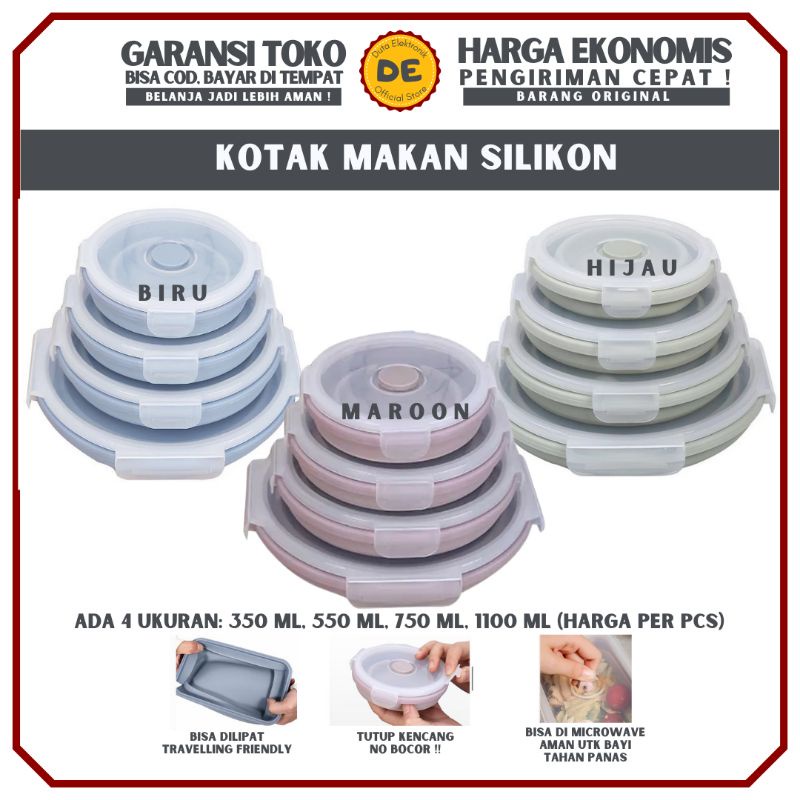 Jual Tempat Makan Silikon / Kotak Makan Silikon / Food Container ...