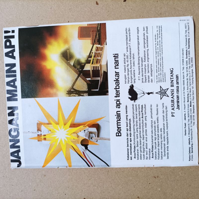 Jual iklan jadul asuransi bintang jangan main api 1985 | Shopee Indonesia