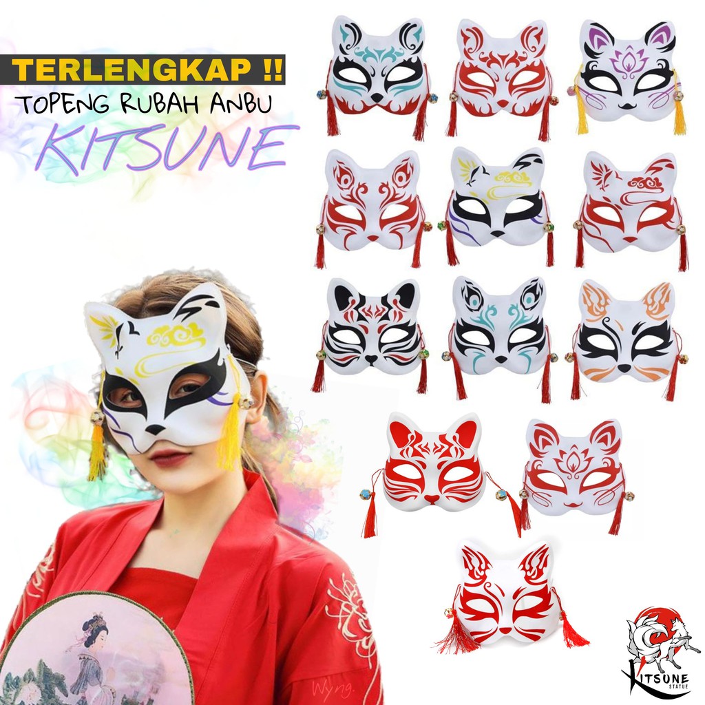 Jual Topeng Rubah Anbu Cosplay Ninja Kucing Japanese Anime Demon Slayer ...