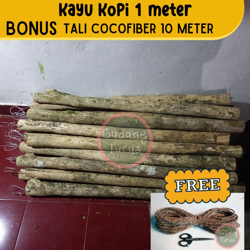 Jual kayu kopi 1 meter bonus tali coco fiber | Shopee Indonesia