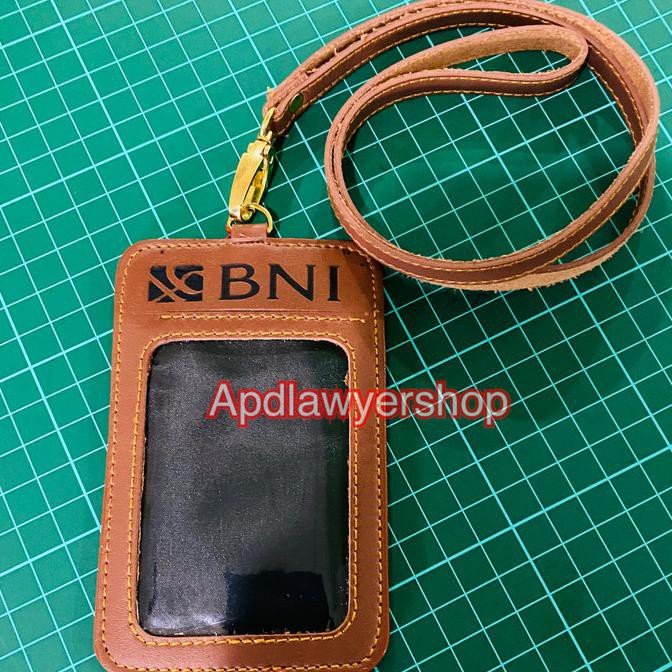 Jual Name Tag Id Card Tali Kulit Bni Bumn 4 Slot Bisa Custom Logo Lain ...