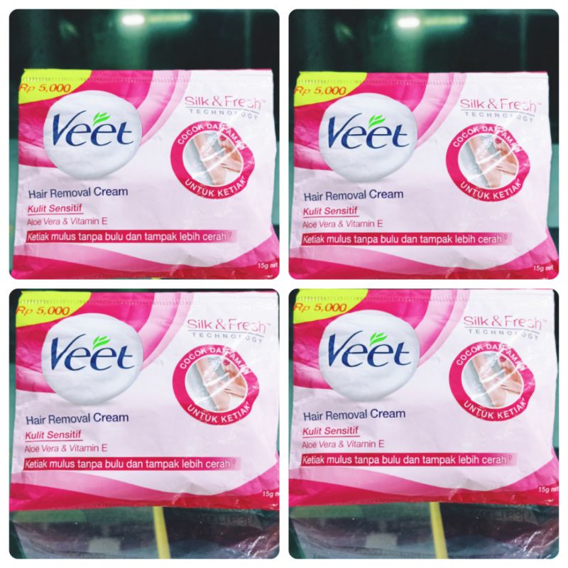 Jual Veet Hair Removal Cream Silk & Fresh 15gr x 4 Sachet | Shopee ...