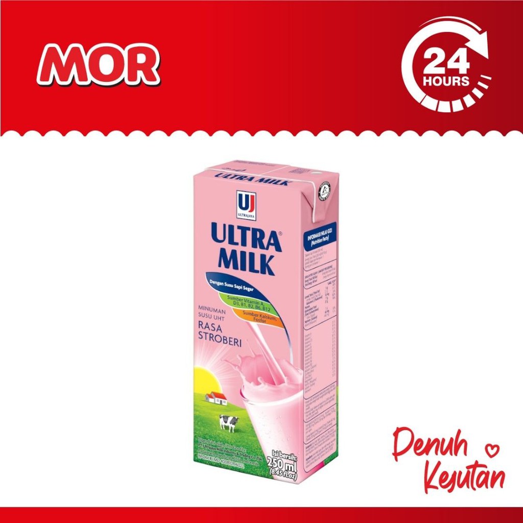 Jual ULTRA MILK Strawberry Susu Stroberi Tpk 250 ml | Shopee Indonesia