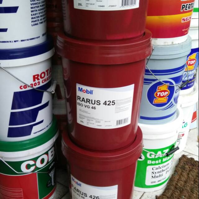 Jual Oli Kompresor Screw Rotary Udara Compressor oil MOBIL RARUS 424 425 426 427 pail 20 Liter ...