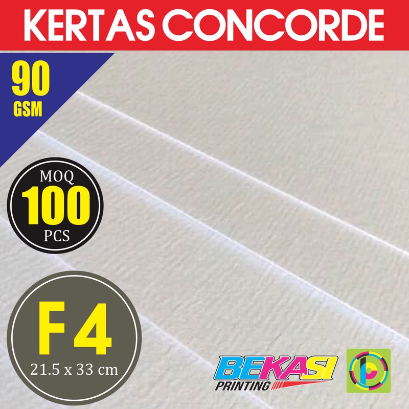 Jual Kertas Concorde 90 GSM Ukuran F4 21.5x33 cm isi 100 Lbr | Shopee Indonesia