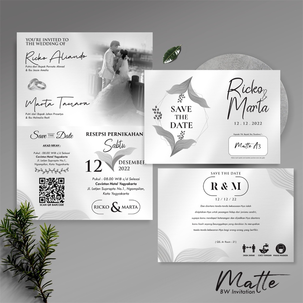 Jual UNDANGAN AESTHETIC MATTE BW - UNDANGAN PERNIKAHAN MURAH - UNDANGAN ...