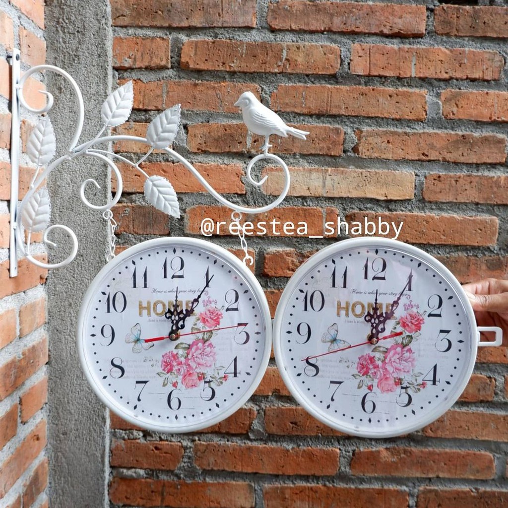 Jual Jam dinding gantung import model burung shabbychic / dua sisi ...