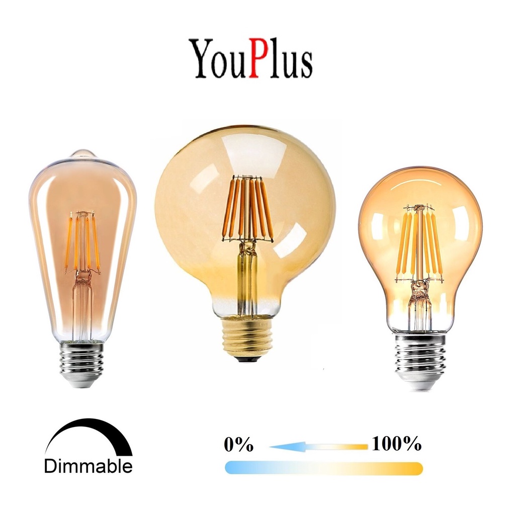 Jual YOUPLUS LAMPU CAFE FILAMEN LED 8W DIMMABLE / LAMPU EDISON FILAMEN ...
