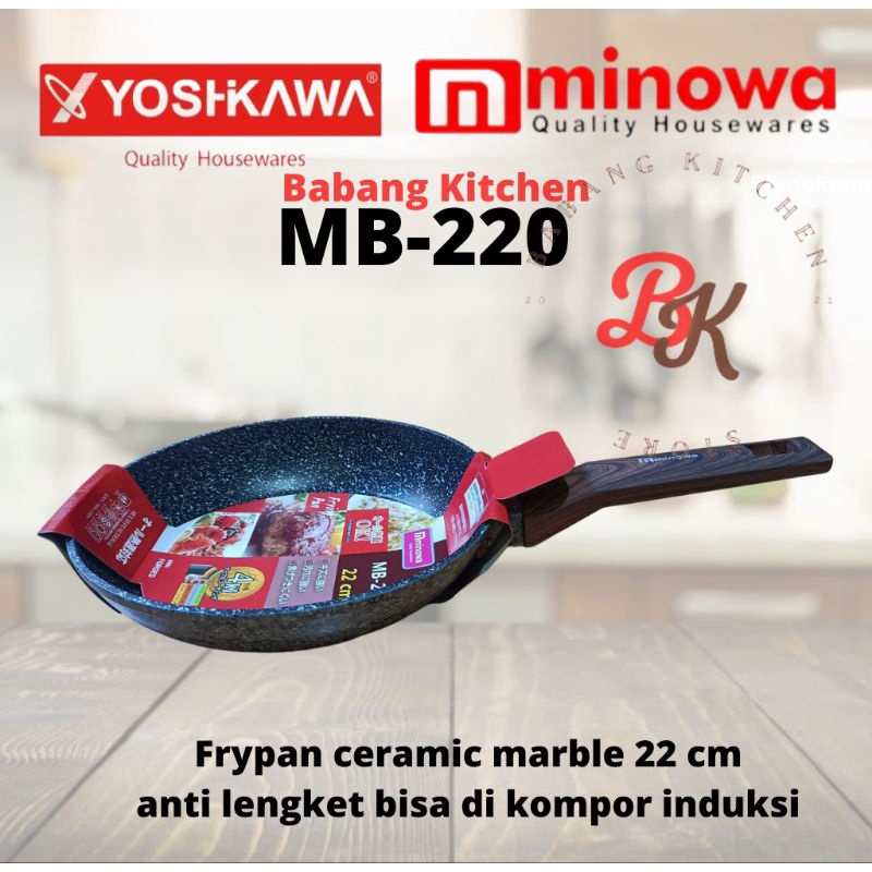 Jual MB 220 YOSHIKAWA/MINOWA TeflonMarbleTumis FryPan 22CM AntiLengket SaucePan | Shopee Indonesia