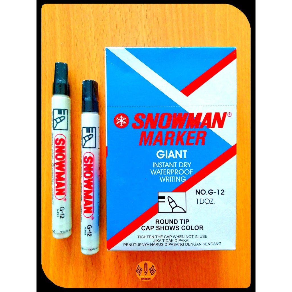 Jual Spidol Warna Permanent Snowman G-12 Permanent Marker Hitam ...