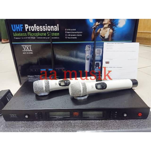 Jual MIC WIRELESS VXT ACT911PRO DUAL MIC HANDHELD WARNA PUTIH ORIGINAL ...