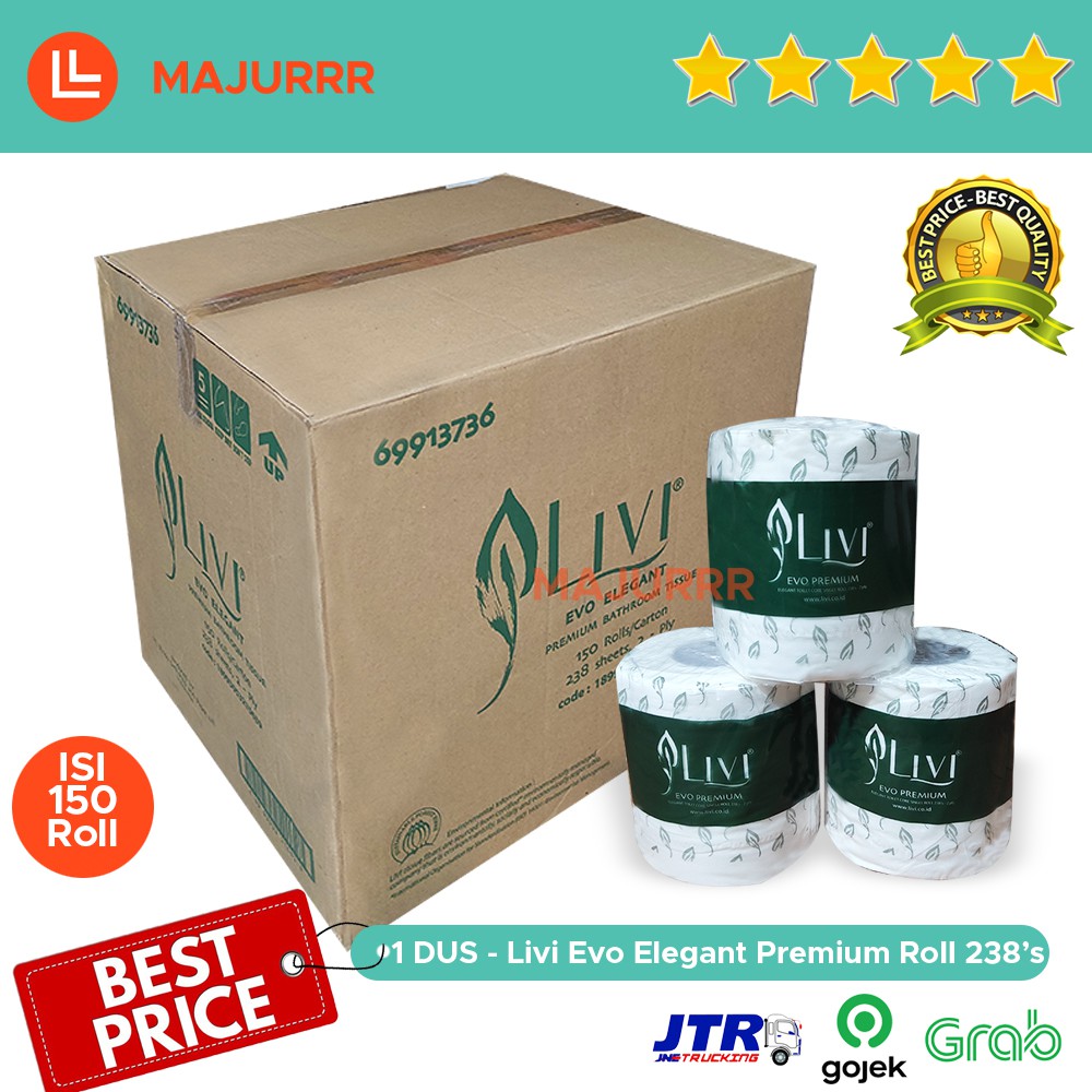 Jual GROSIR Tissue LIVI EVO Elegant Toilet 238 Sheet / Premium Bathroom ...