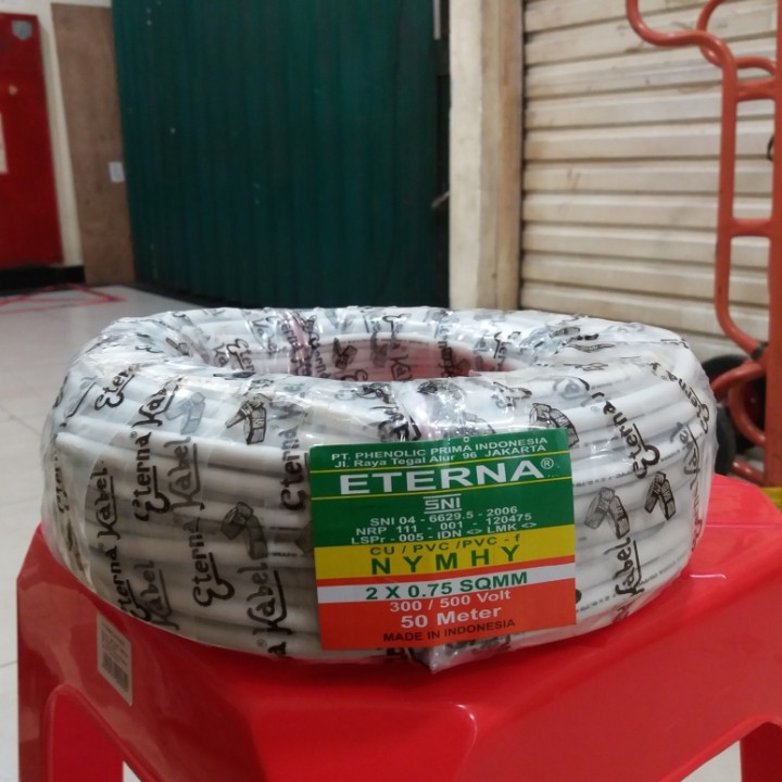 Jual Kabel ETERNA NYMHY 2X0.75 @50 Meter (Putih Serabut) | Shopee Indonesia