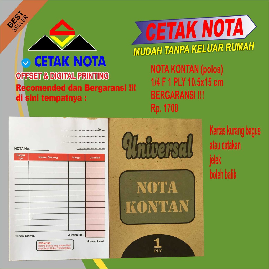 Jual Nota Kontan 1 Ply | Shopee Indonesia