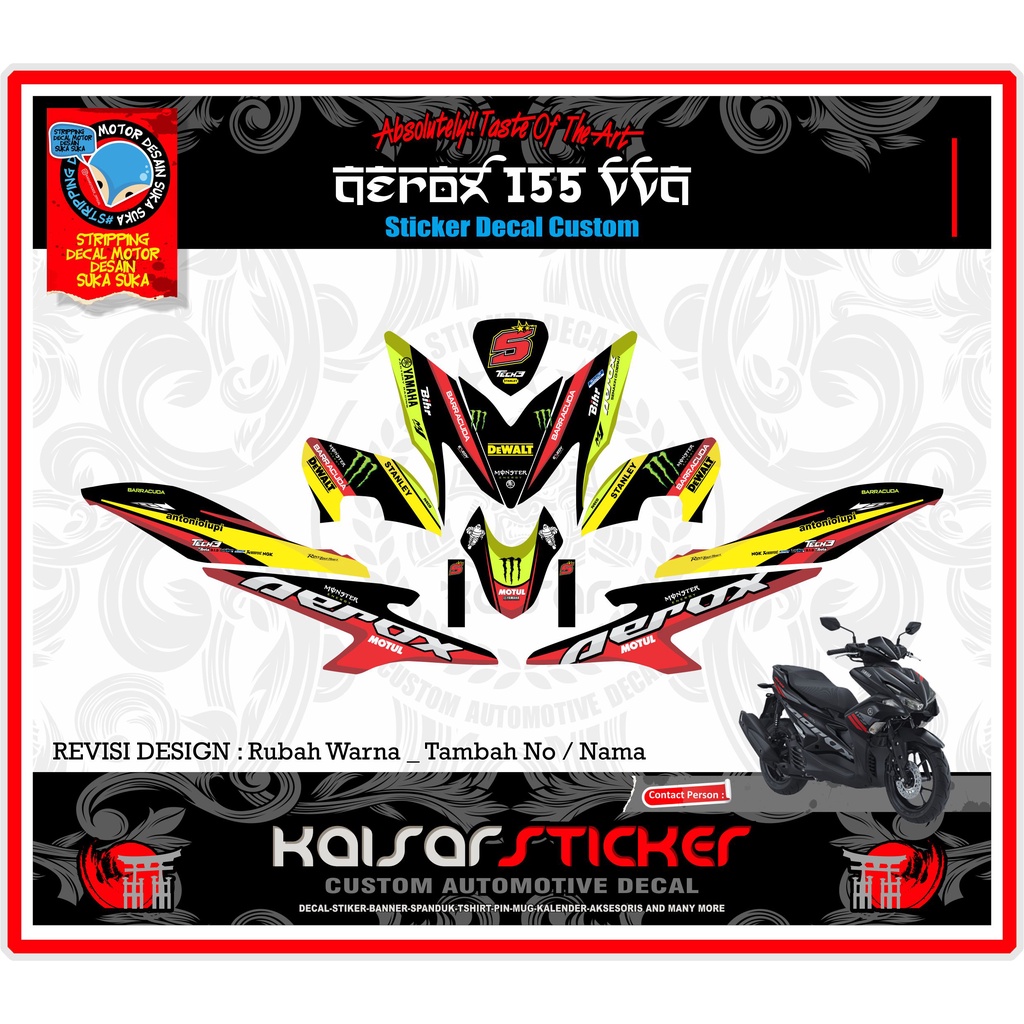 Jual Sticker Striping Motor Aerox 155 - Stiker Decal Aerox Tech3 New ...