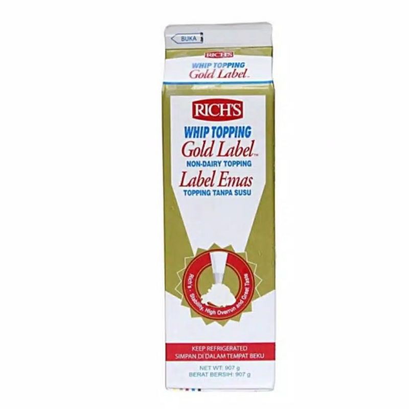 Jual Rich's whip topping whipping cream gold label emas 907 gr | Shopee ...