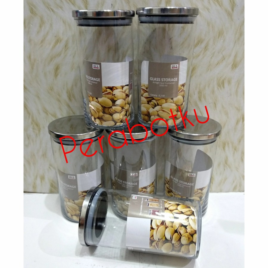 Jual Toples Kaca Canary C Set 6 pcs DLX 1050 ml / Toples Kue Bening / Glass Jar | Shopee Indonesia