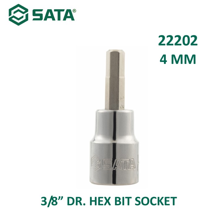 Jual SATA 22202 Mata Sok Bit Hex 4 mm - 3/8 Inch Dr. Bit Socket Hex ...