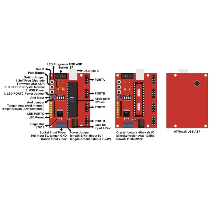 Jual Segera Miliki IW16 USB AVR ASP ISP board AVR ATmega 40pin Atmega16 ...
