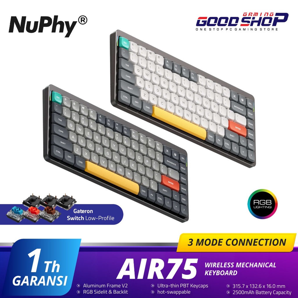 Jual NuPhy Air75 / Air 75 RGB ANSI Hot-swappable Wireless - Gaming ...