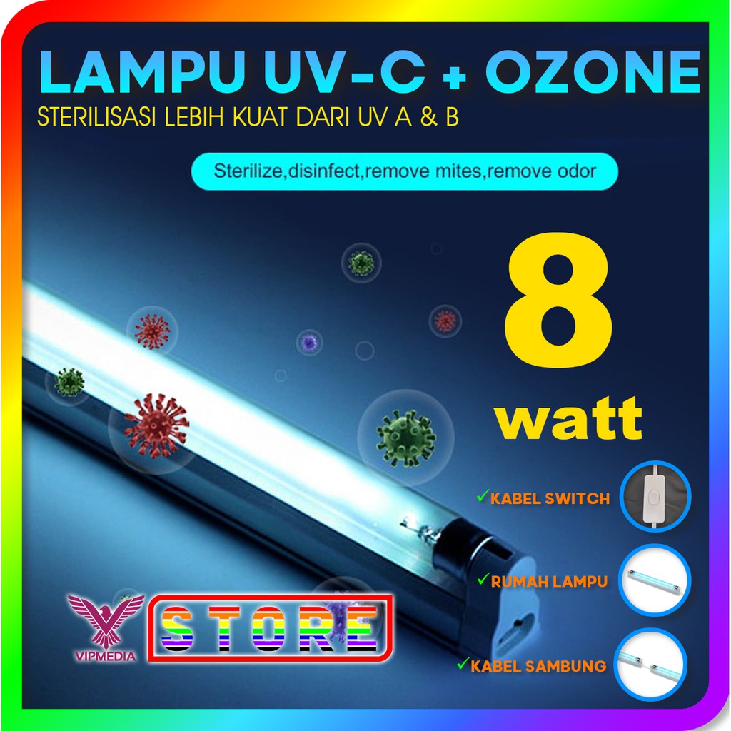 Jual Lampu UV C Ultraviolet Sterilizer Virus Bakteri Tungau Germicidal 8W | Shopee Indonesia