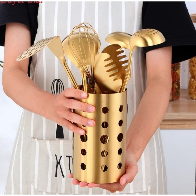 Jual Tempat Wadah Sendok Garpu Stainless Steel/Cutlery Holder GOLD ...
